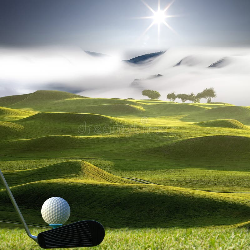 3d Rendering of Golf Club and Ball in Grass Stock Illustration ...
