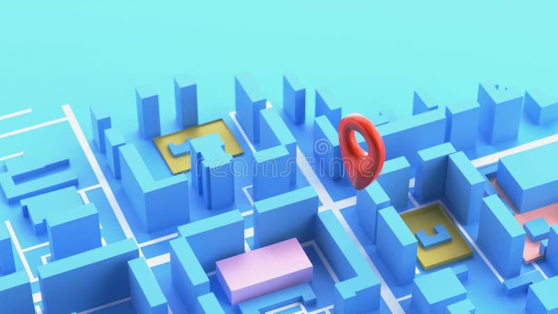 3D Rendering GPS Map Navigator with Direction Path, Different Color of ...