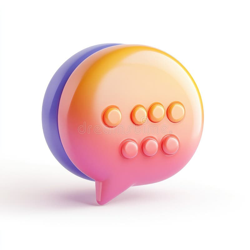 3D Render of a Colorful Gradient Speech Bubble with Dots Stock ...
