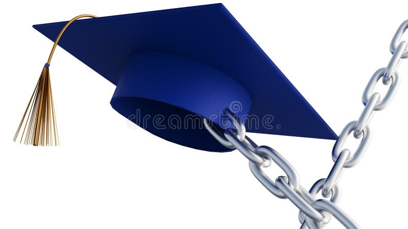 A Graduation Cap Trapped by Chains in the White Background Stock ...