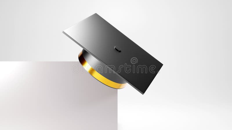 3D Rendering of Graduation Cap on White Background. Realistic 3d Shapes ...