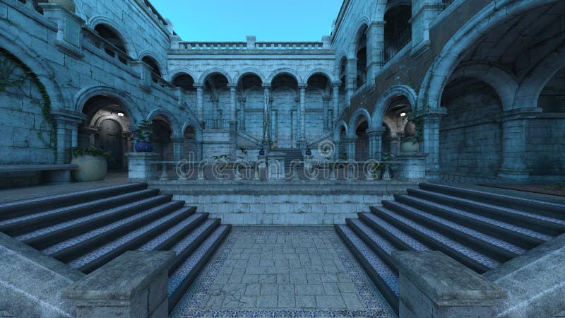 Grand Castle Side View or Screen of Travel Sights Stock Vector ...