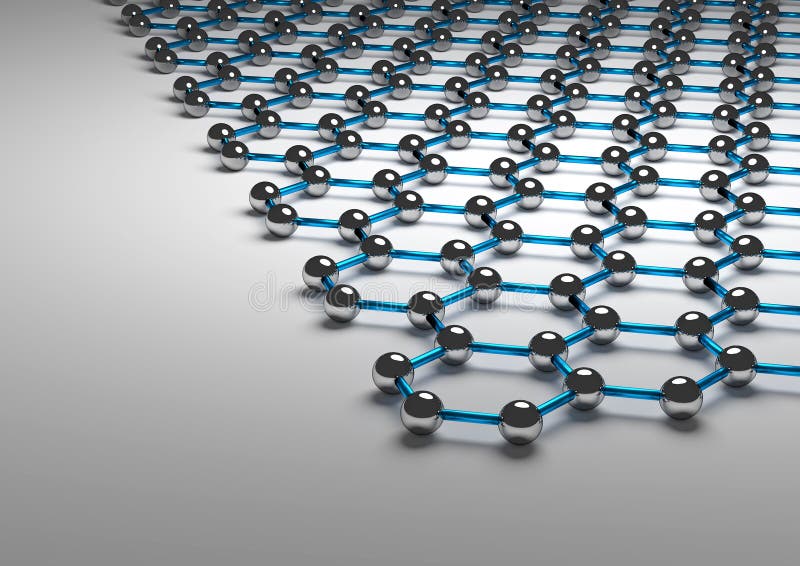 3D Rendering of Graphene Surface, Blue Bonds Stock Illustration ...