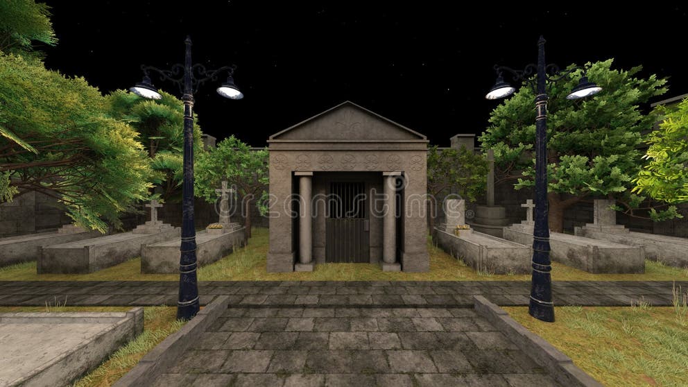 3D Rendering of the Graveyard Stock Illustration - Illustration of ...