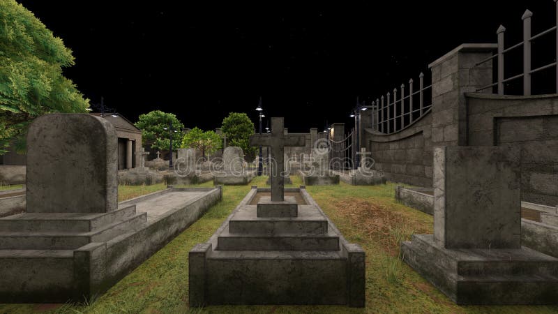 3D Rendering of the Graveyard Stock Illustration - Illustration of ...