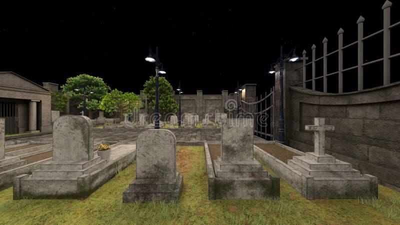 3D Rendering of the Graveyard Stock Illustration - Illustration of ...