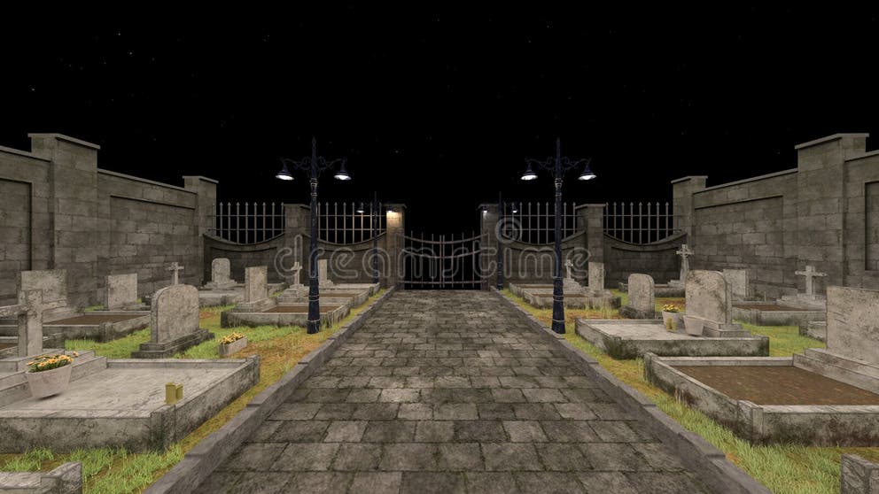3D Rendering of the Graveyard Stock Illustration - Illustration of deep ...