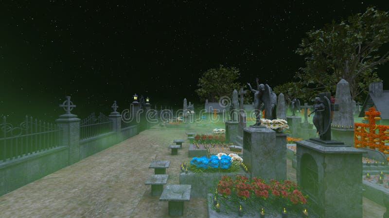 3D Rendering of the Graveyard Stock Illustration - Illustration of ...