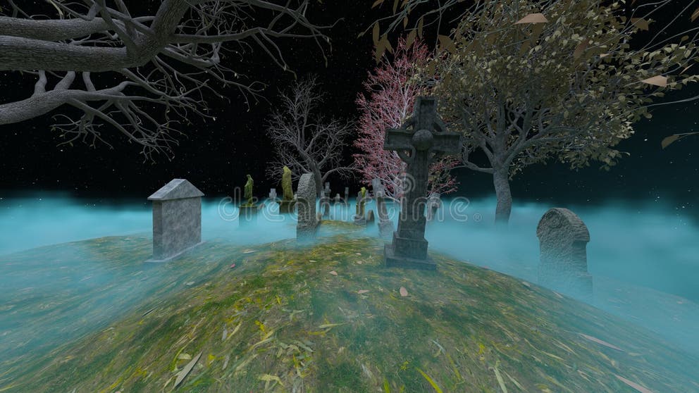 3D Rendering of the Graveyard Stock Illustration - Illustration of ...