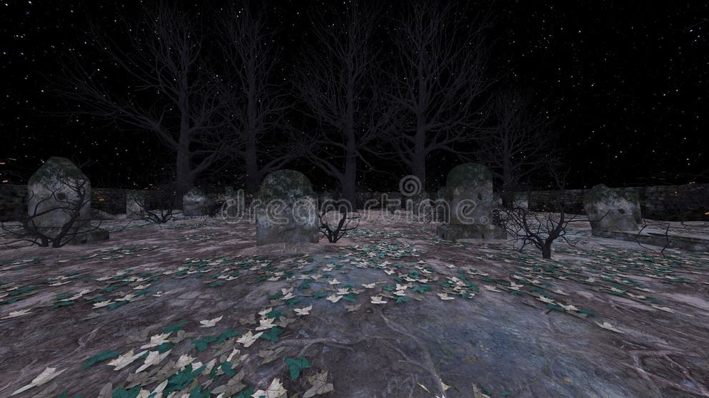 3D Rendering of the Graveyard Stock Illustration - Illustration of ...