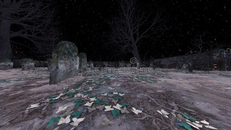 3D Rendering of the Graveyard Stock Illustration - Illustration of ...
