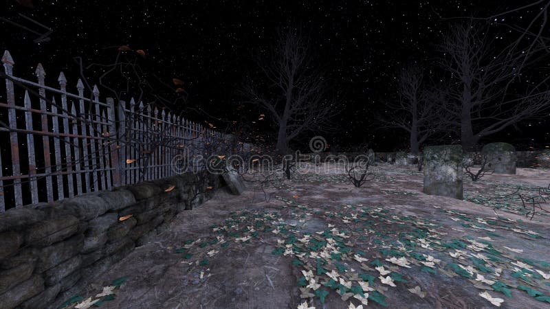 3D Rendering of the Graveyard Stock Illustration - Illustration of ...