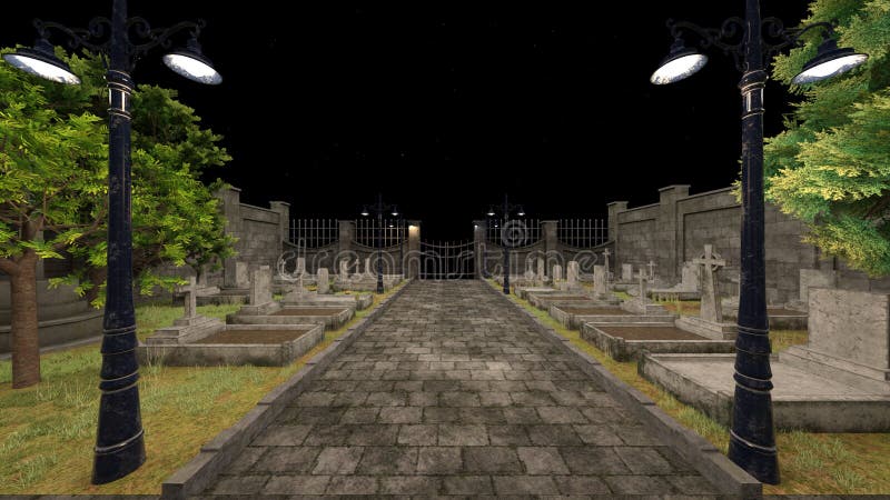 3D Rendering of the Graveyard Stock Illustration - Illustration of ...