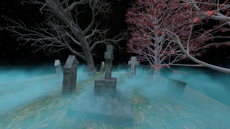 3D Rendering of the Graveyard Stock Illustration - Illustration of ...