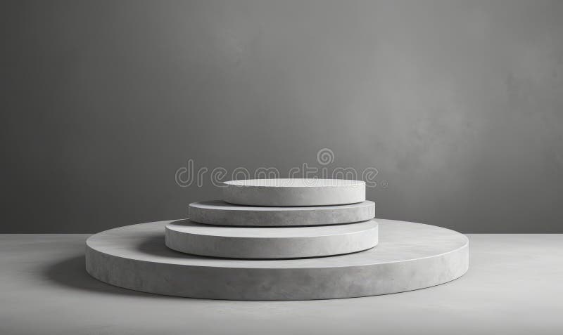 3d Rendering of a Gray Concrete Podium with Four Steps on a Gray ...