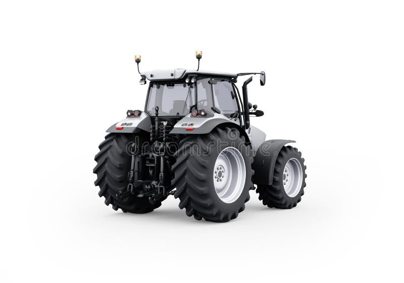 3d Rendering Tractor Side View Isolated on Gray Background with Shadow ...