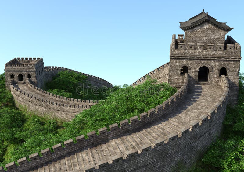 3D Rendering Great Wall of China Stock Illustration - Illustration of ...