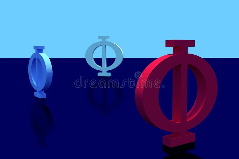 3D Rendering of a Greek Capital Letter PHI Stock Illustration ...