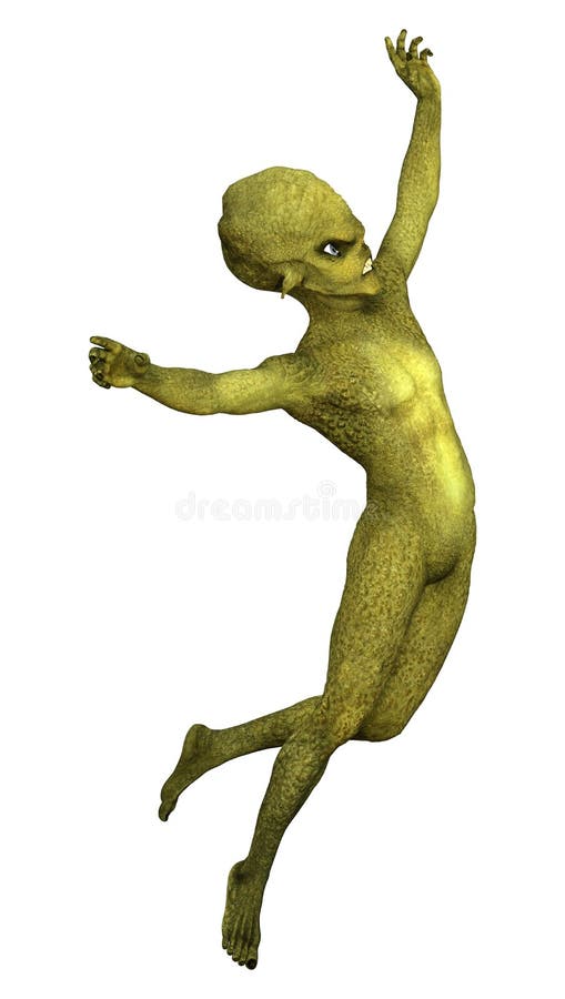 3D Rendering Green Alien on White Stock Illustration - Illustration of ...
