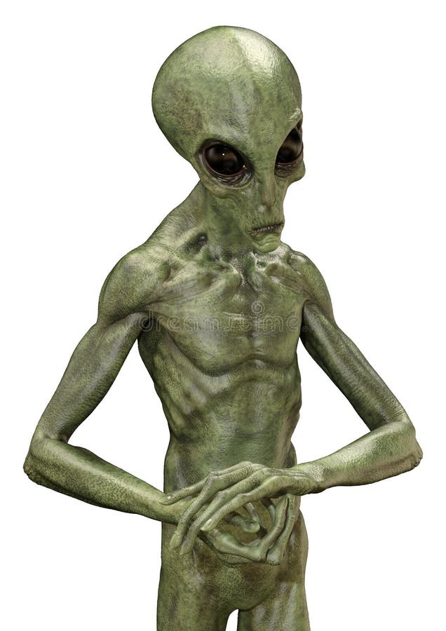 3D Rendering Green Alien On White Stock Illustration - Illustration of ...