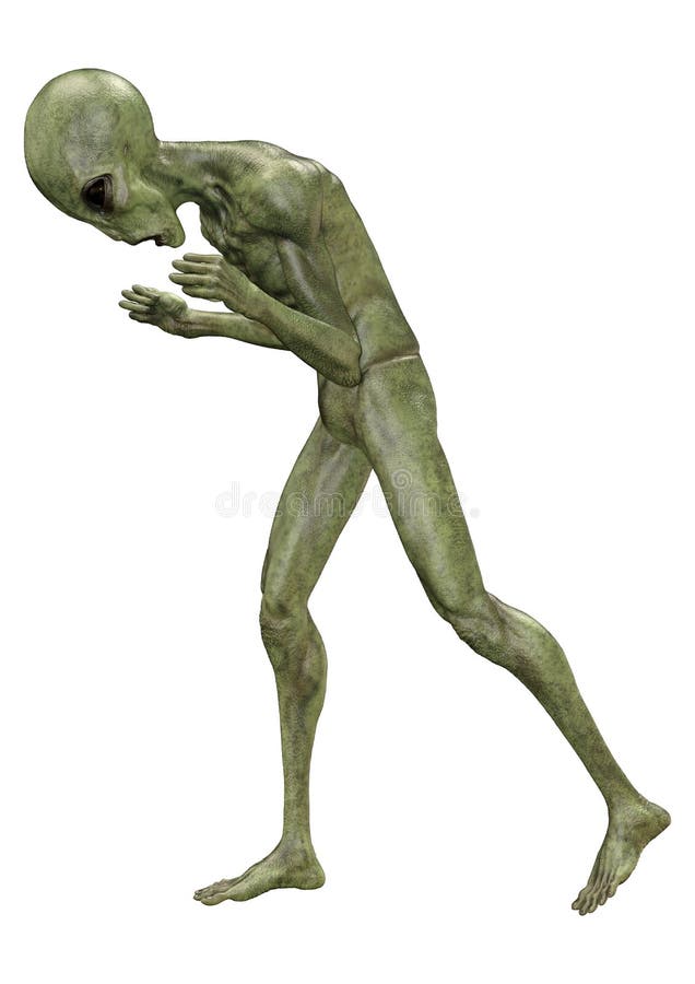 3D Rendering Green Alien on White Stock Illustration - Illustration of ...