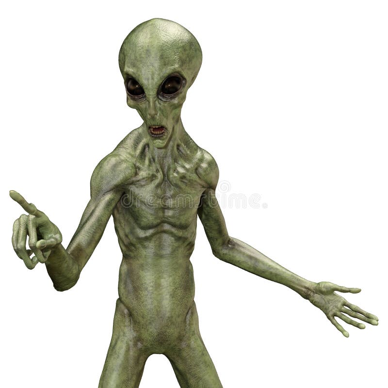 3D Rendering Green Alien on White Stock Illustration - Illustration of ...
