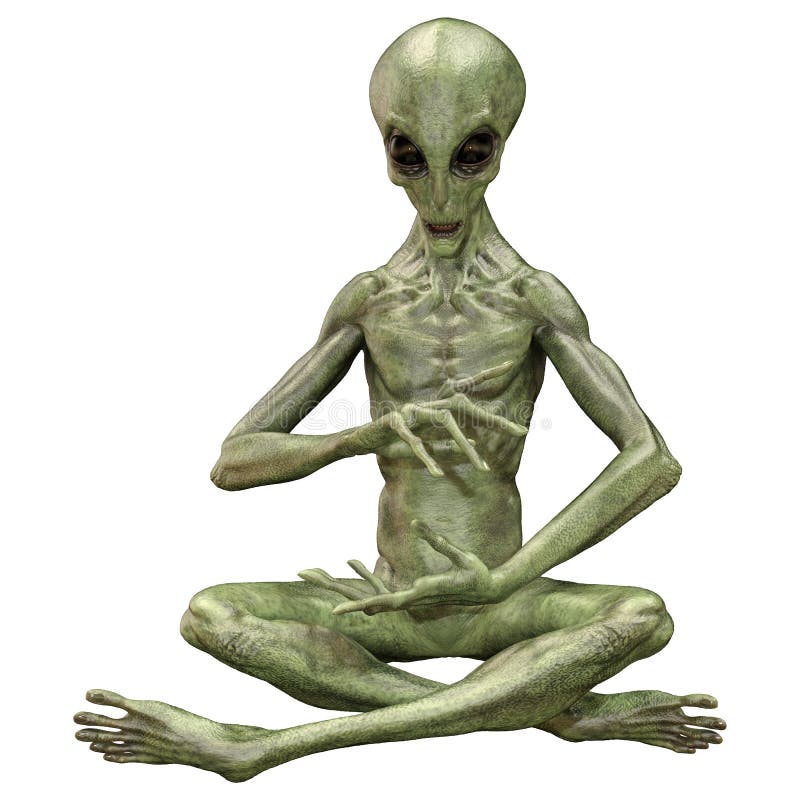 3D Rendering Green Alien on White Stock Illustration - Illustration of ...