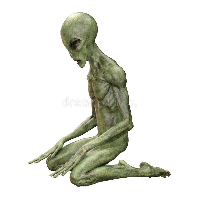 3D Rendering Green Alien on White Stock Illustration - Illustration of ...