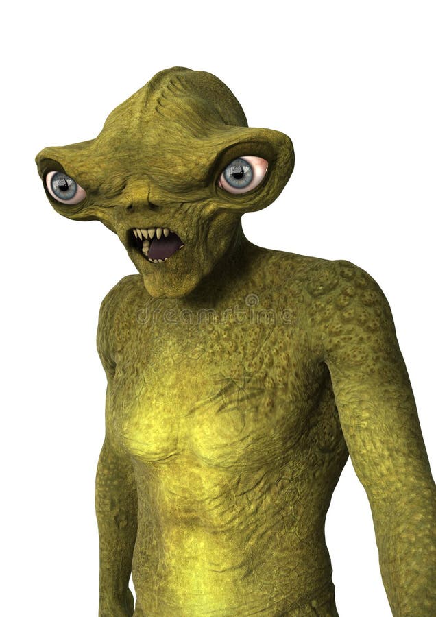 3D Rendering Green Alien on White Stock Illustration - Illustration of ...