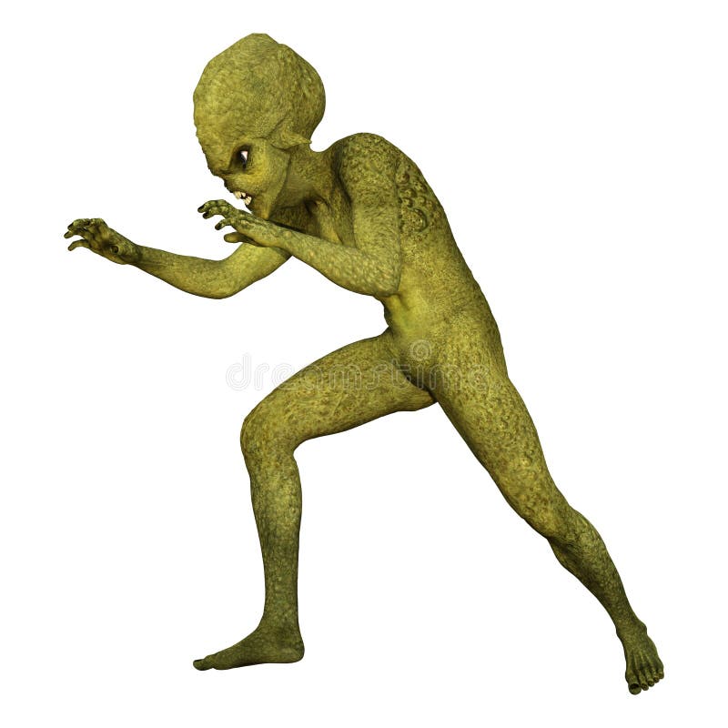 3D Rendering Green Alien on White Stock Illustration - Illustration of ...