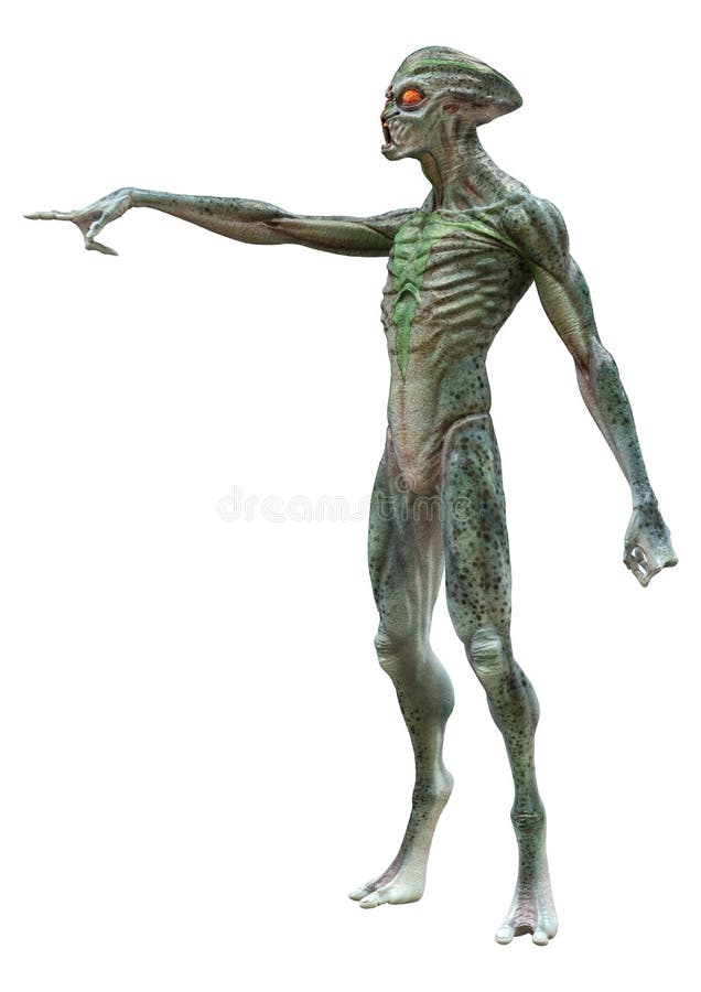 3D Rendering Green Alien on White Stock Illustration - Illustration of ...