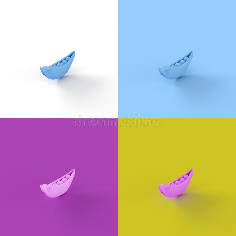 3D Rendering of a Green Bean Presented in Four Different Color Schemes ...