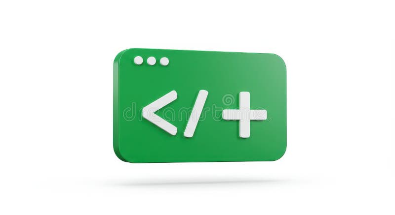 Green Code Plus Icon stock illustration. Illustration of software ...