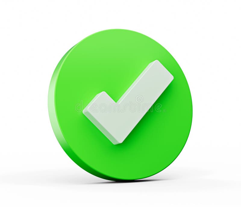 3d Rendering of a Green Check Mark Icon Isolated on White Background ...