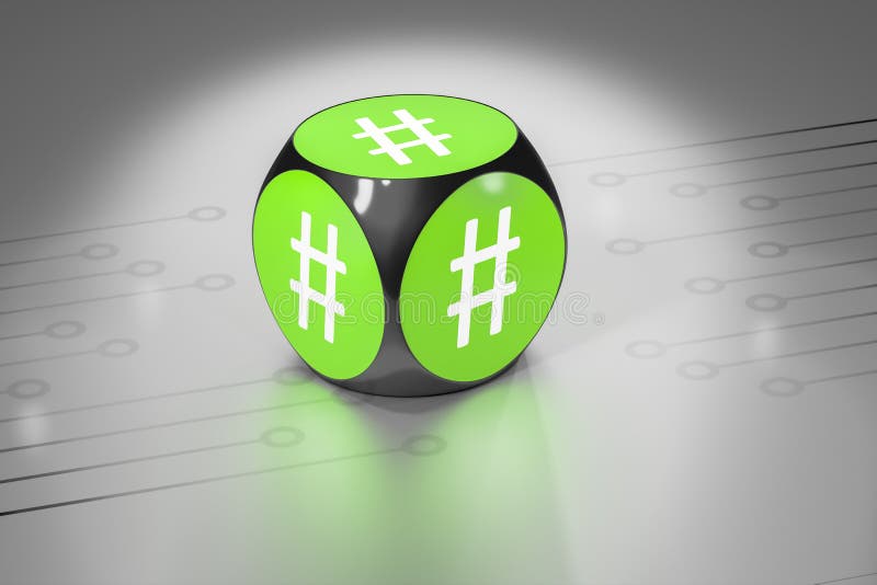 Green Cube with Signs for Hashtag Stock Illustration - Illustration of ...