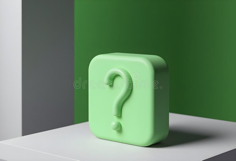 3D Rendering of Green FAQ Icon Featuring Question Mark, Symbolizing ...