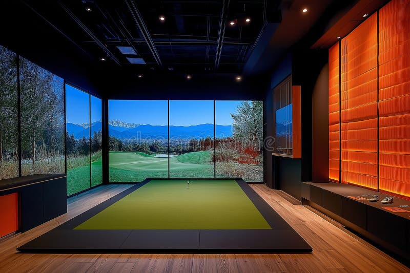 3D Rendering of a Green Golf Course in a Modern Entertainment Center ...