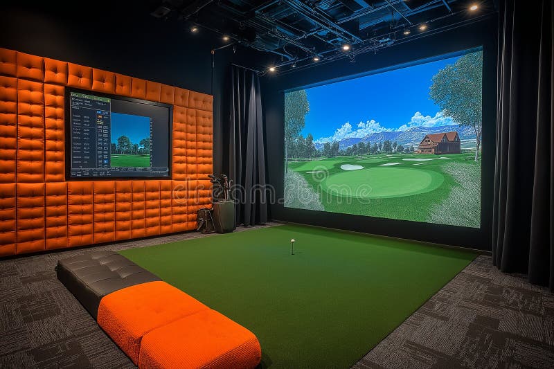 3D Rendering of a Green Golf Course in a Modern Entertainment Center ...