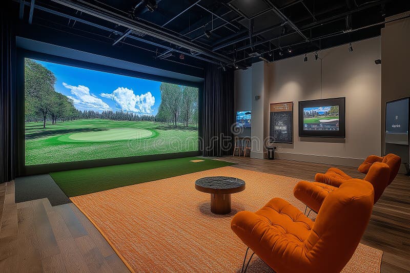 3D Rendering of a Green Golf Course in a Modern Entertainment Center ...