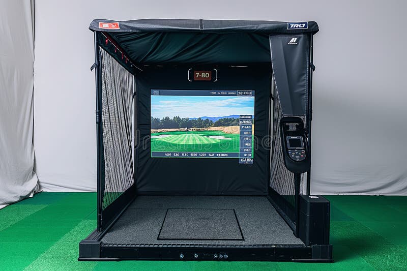 3D Rendering of a Green Golf Field Inside a Professional Golf Studio ...