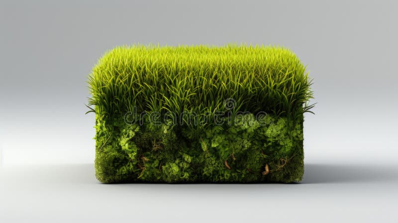 3d Rendering of Green Grass Cube Stock Illustration - Illustration of ...