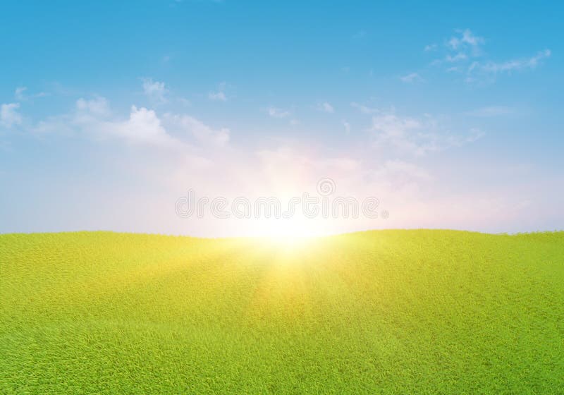 Sunrise Over Green Field Grass Stock Illustrations – 334 Sunrise Over ...