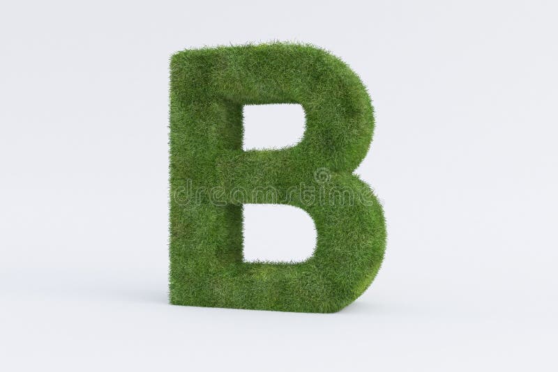 3d Rendering of Green Grass Letter B Isolated on White Background ...
