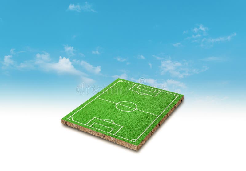 3D Rendering. Green Grass Soccer Field and Sky Cloud Background Stock ...