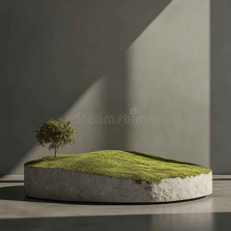 3d Rendering of Green Grass and Tree on White Background with Shadow ...