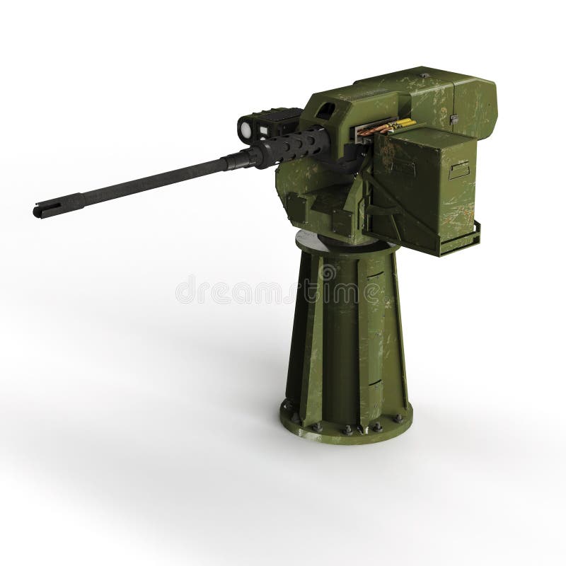3d Rendering of a Green Machine Gun on White Background Stock ...