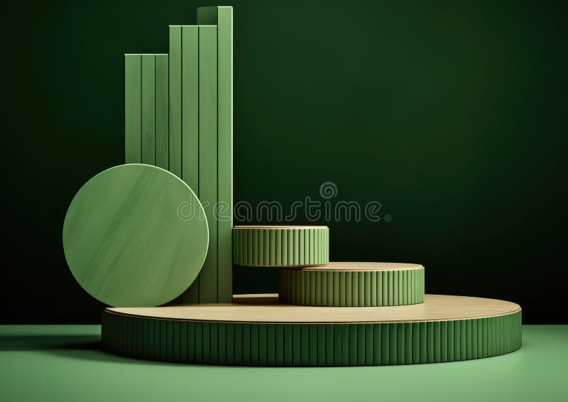A 3D Rendering of a Green Podium with a Circular Platform and a ...