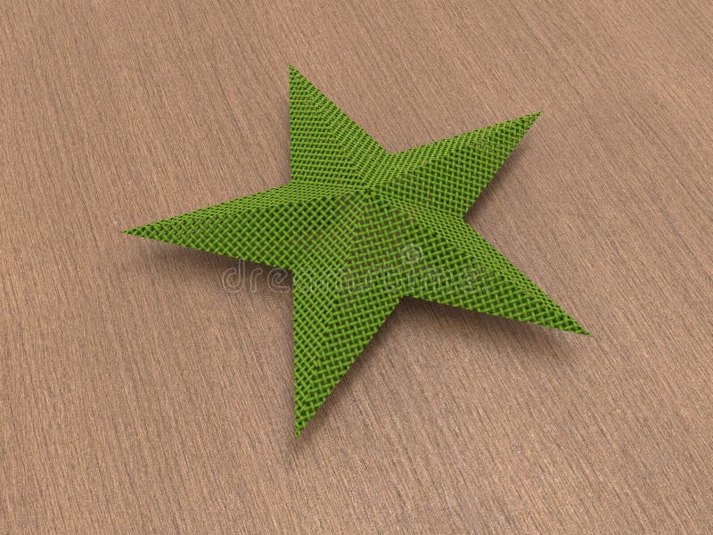 3D Rendering - Green Star on Wooden Background Stock Illustration ...