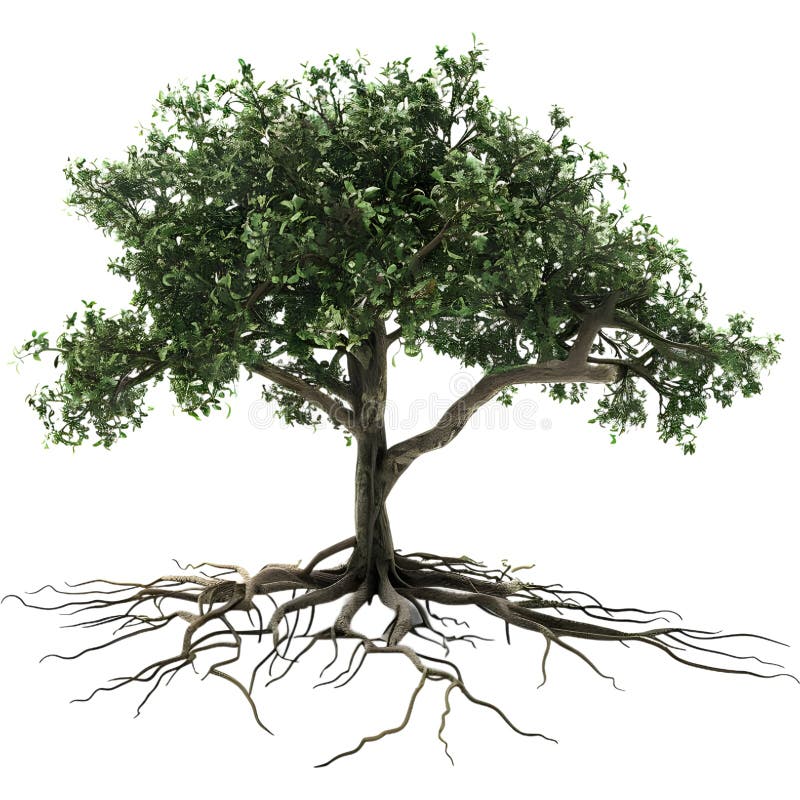 3D Rendering of a Green Tree with Roots on Transparent Background - Ai ...