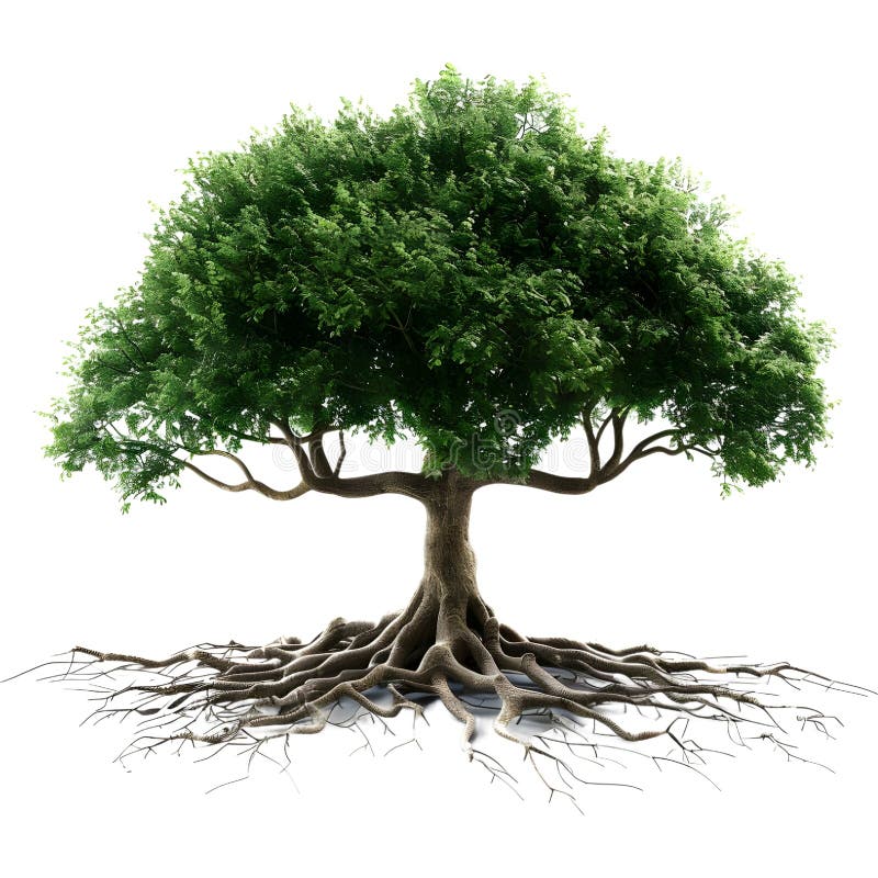 3D Rendering of a Green Tree with Roots on Transparent Background - Ai ...